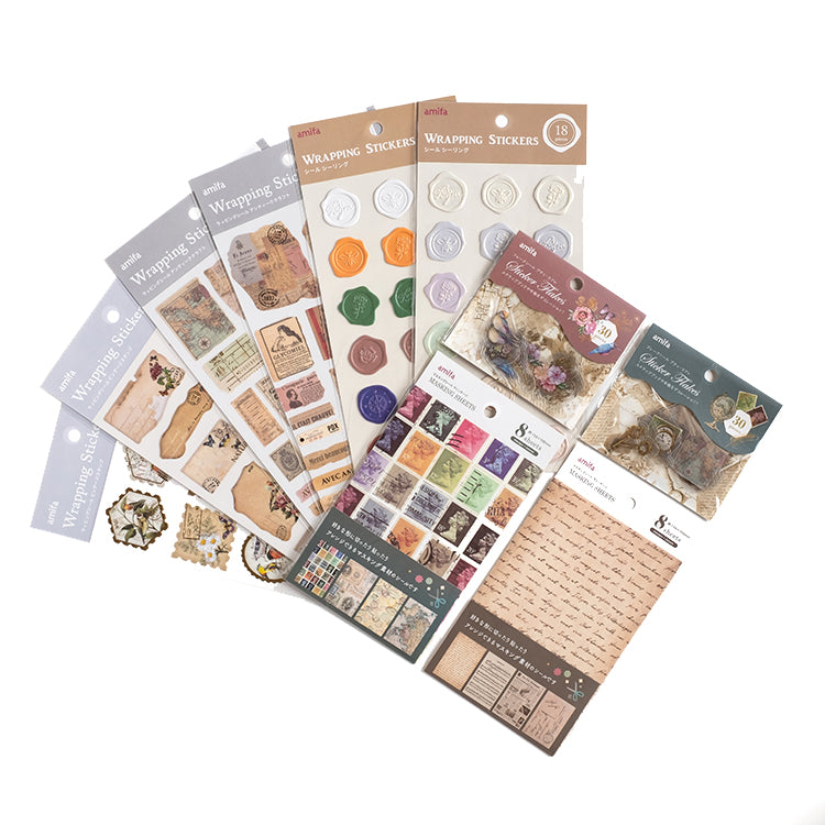 [Sticker set] Vintage collage sticker set of 10 – amifa ONLINE